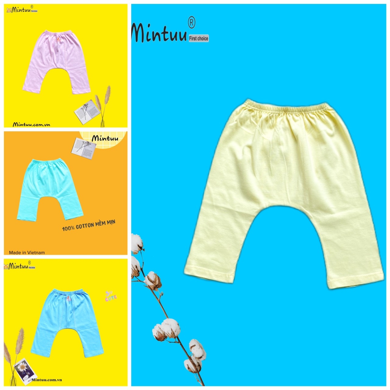 Quần đáy nêm, quần đóng bỉm màu MINTUU