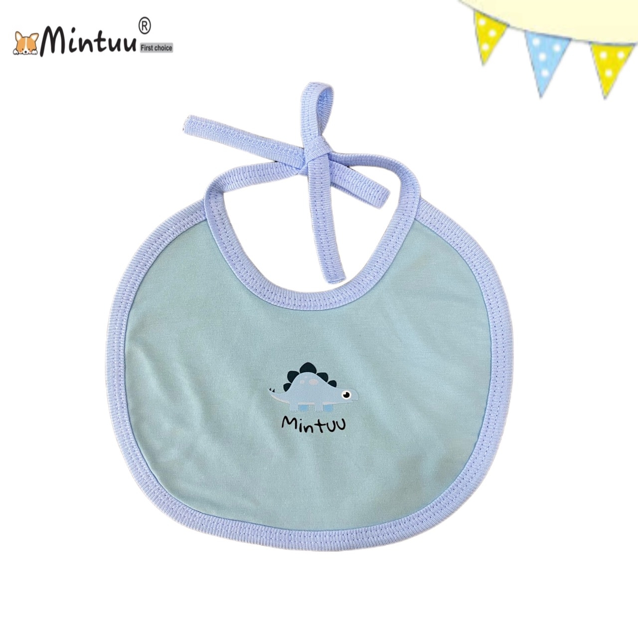 Yếm ăn dặm cột dây cho bé sơ sinh vải 100% cotton 4 chiều | Mintuu.vn